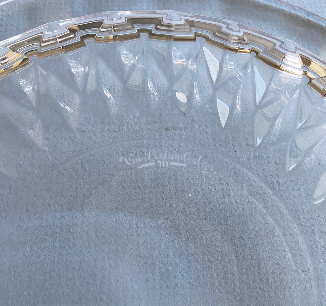 Val St Lambert Belgian Crystal Glass Imperial Pattern Salad Plates Sold ...