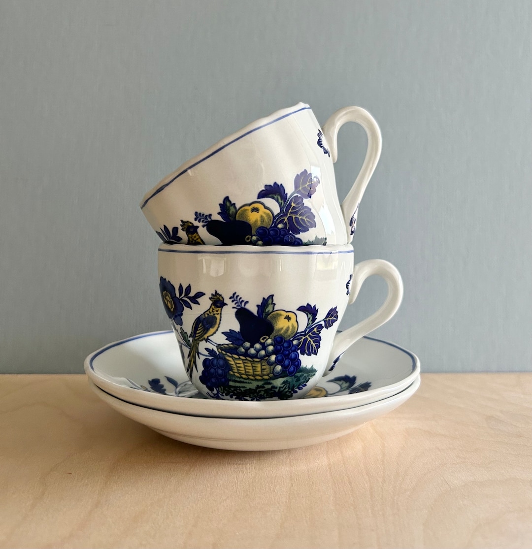 Spode Blue Bird Cup & Saucer Sets Made in England Set of 2 - Etsy