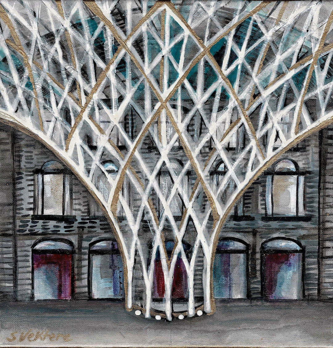 Kings Cross Painting,train Station on Canvas Board,black and White ...