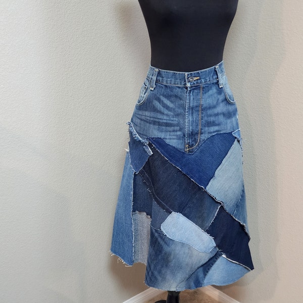 Upcycled Denim Skirt - Etsy