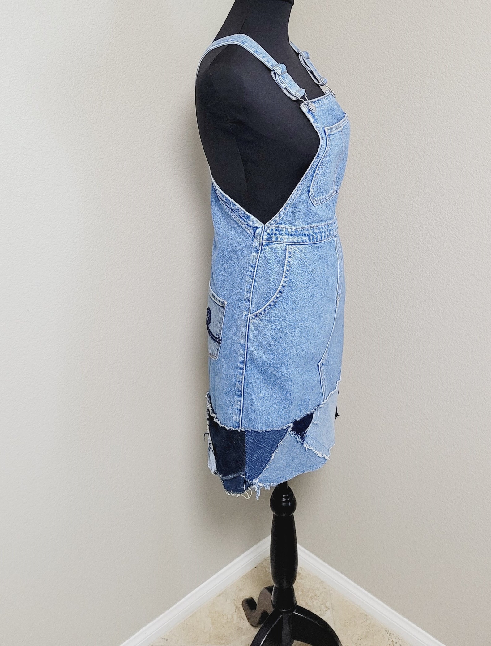 Patchwork Upcycled Overalls Denim Dress | Etsy