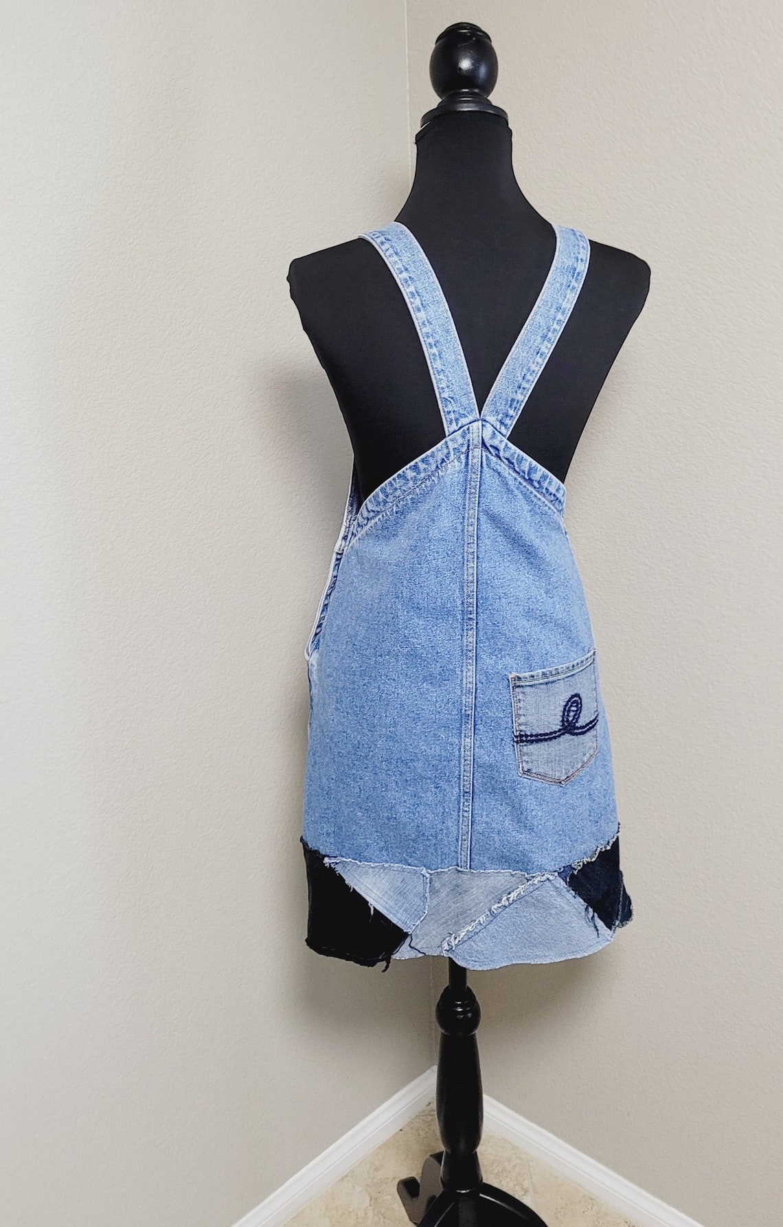 Patchwork Upcycled Overalls Denim Dress - Etsy