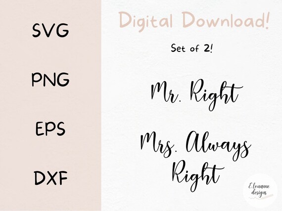 Set of 2 Couple SVG Digital Files Marriage SVG Wedding | Etsy