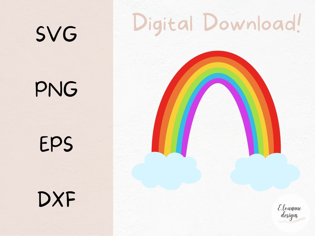 Rainbow and Clouds SVG, Rainbow SVG, Rainbow Clipart, Design for Cricut ...