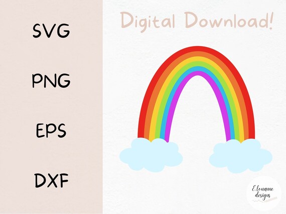 Rainbow and Clouds SVG Rainbow SVG Rainbow Clipart Design | Etsy