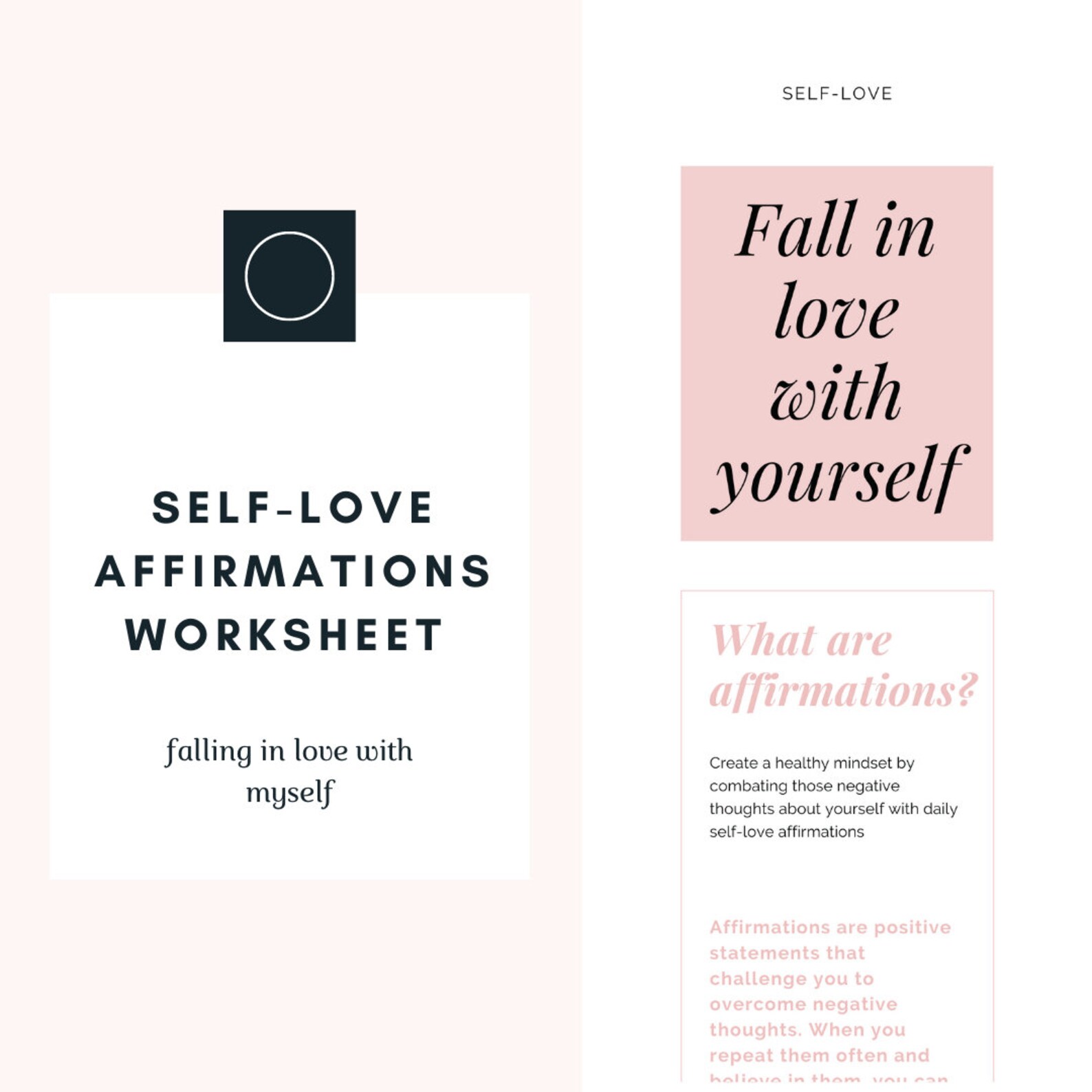 Self-love Affirmations Worksheet PDF FILLABLE - Etsy New Zealand