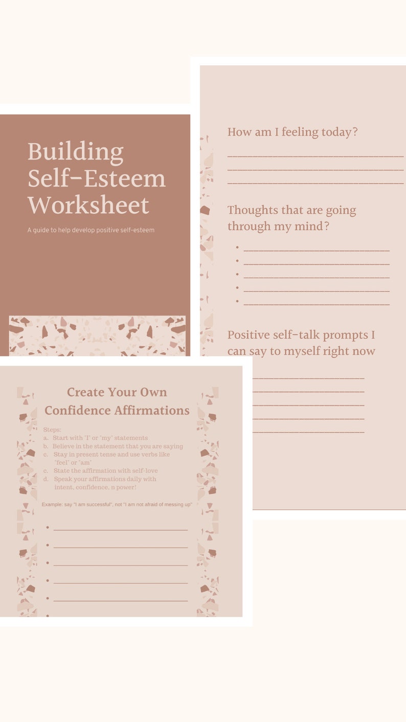 Building Self-esteem Worksheet Guide PDF FILLABLE - Etsy