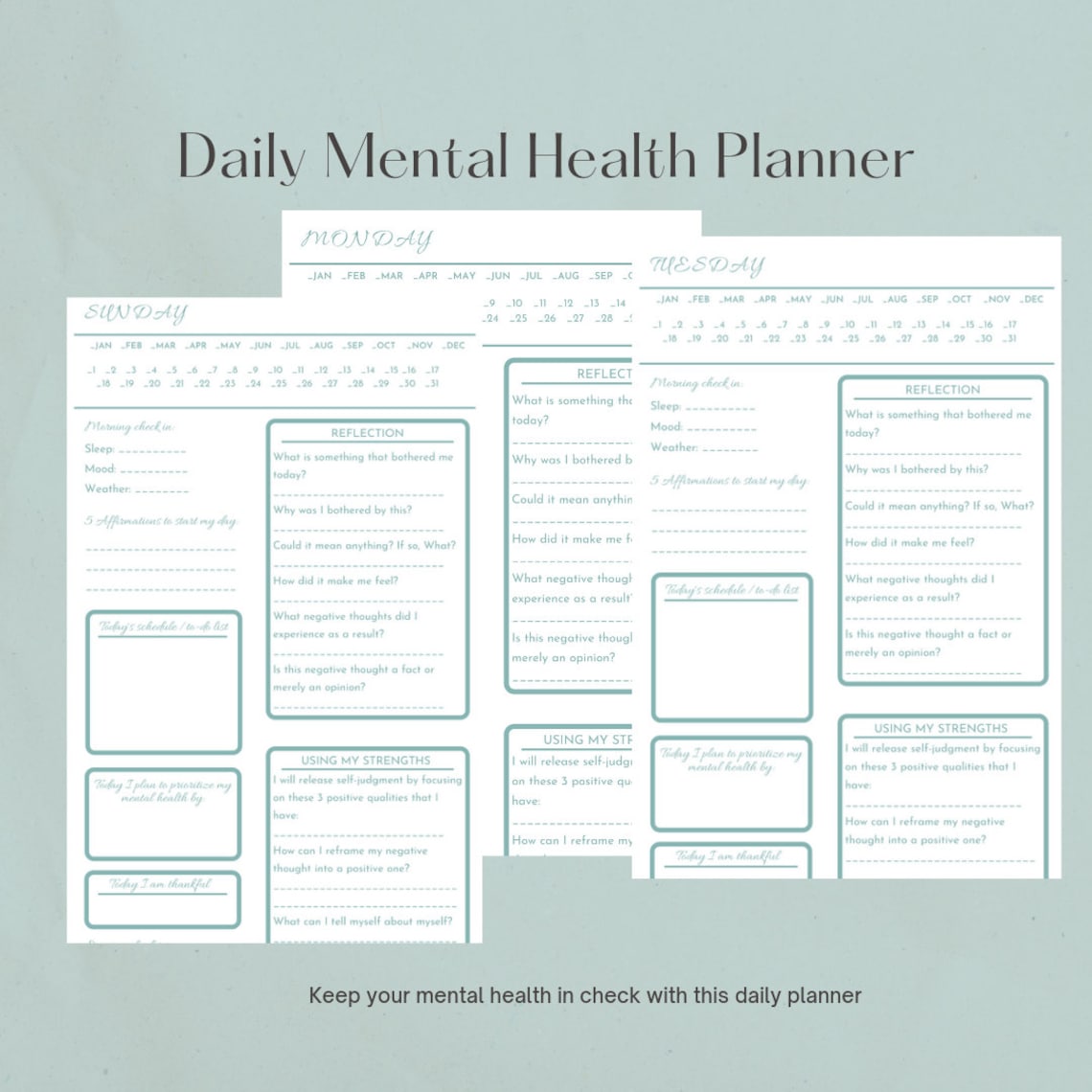 Daily Mental Health Planner (PDF FILLABLE) - Etsy