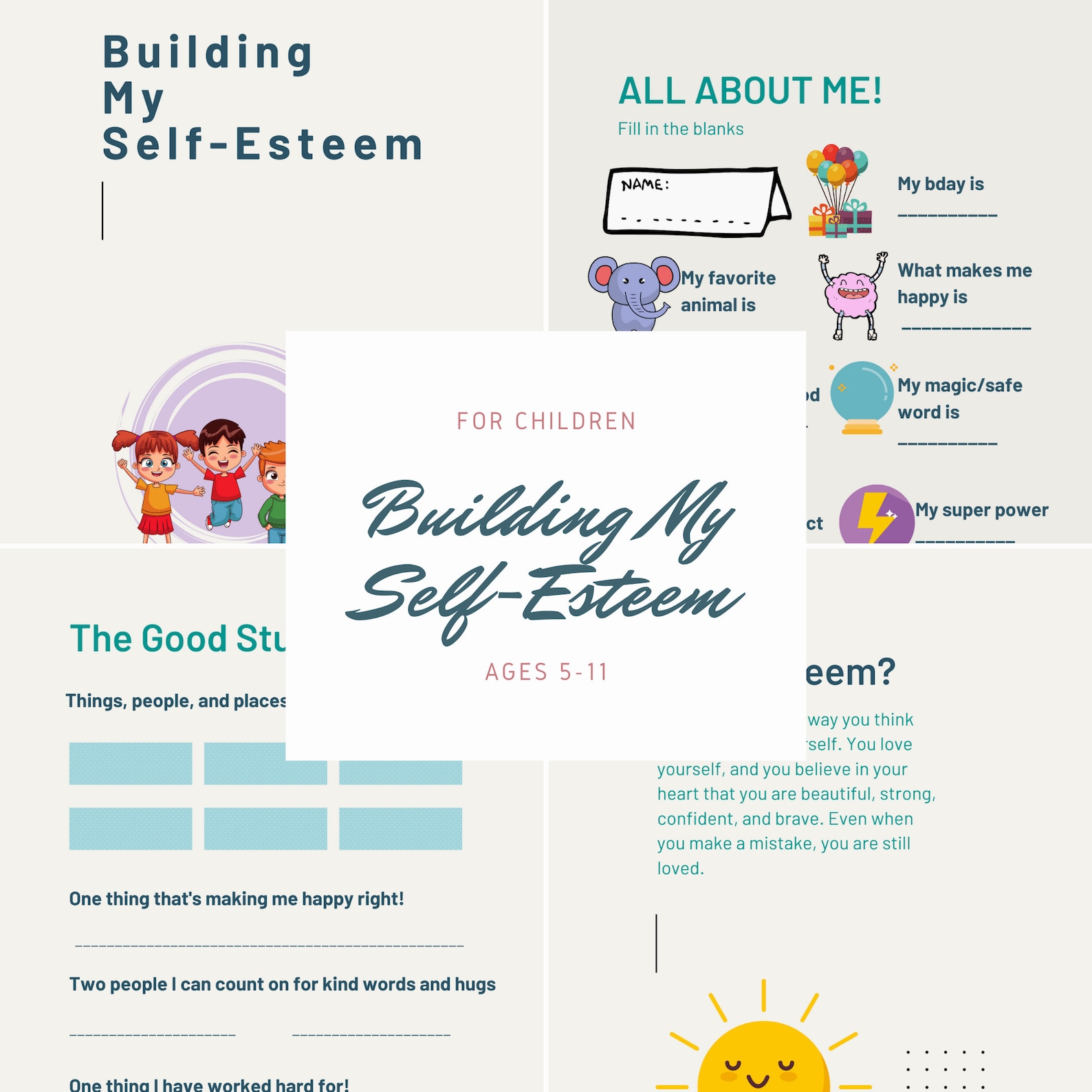 Building Self-esteem Worksheet Guide CHILDREN Version PDF - Etsy