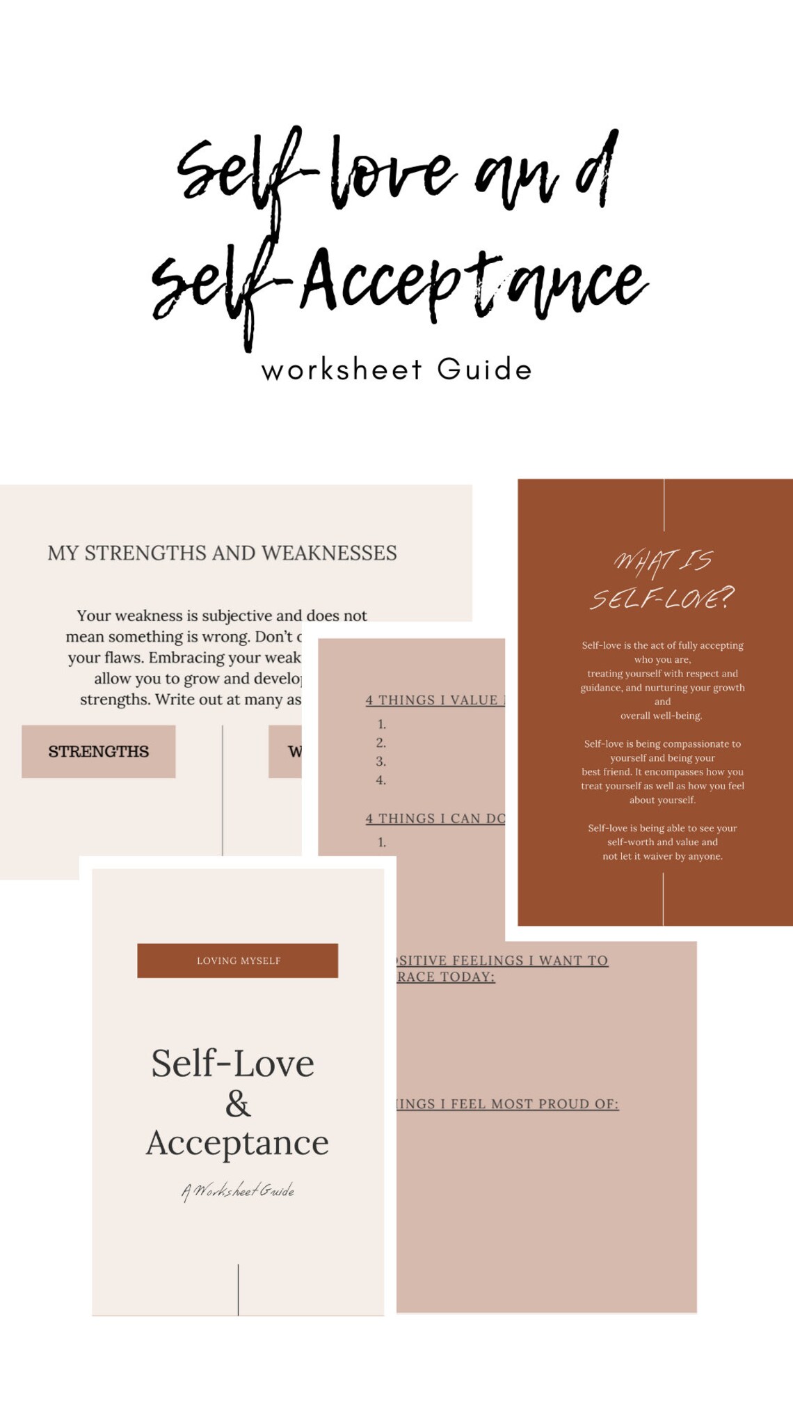 Self-love and Self-acceptance Worksheet (PDF FILLABLE) - Etsy
