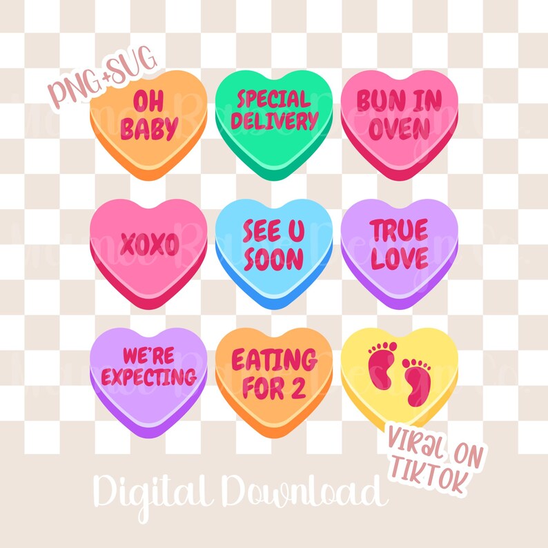 PNG SVG Pregnancy Announcement // Viral Tiktok Heart Candy Pregnancy ...
