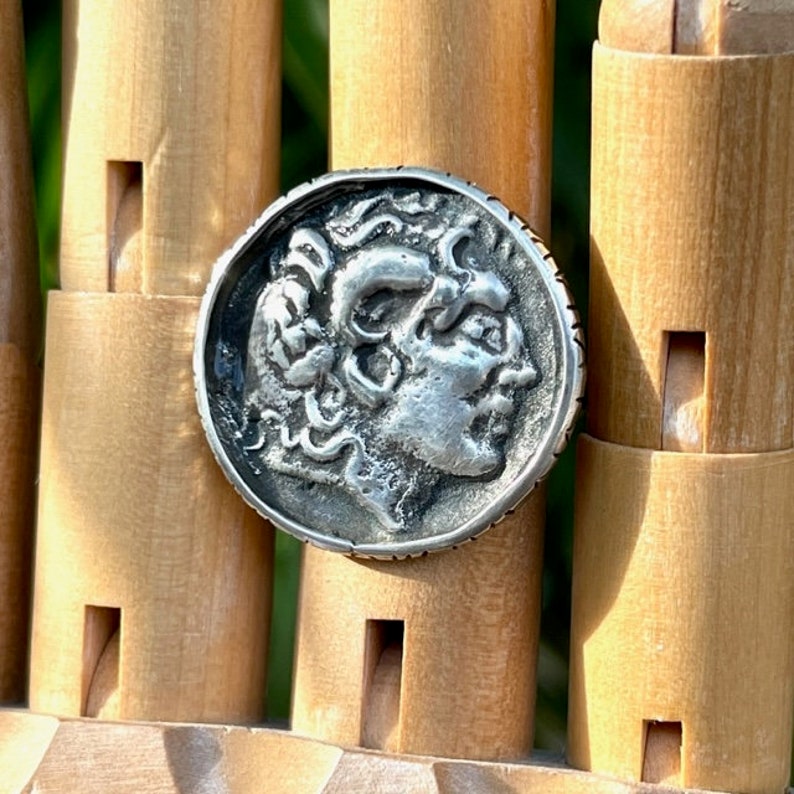 Alexander Sterling Silver Coin Ring | Oxidized Handmade Jewelry - Etsy
