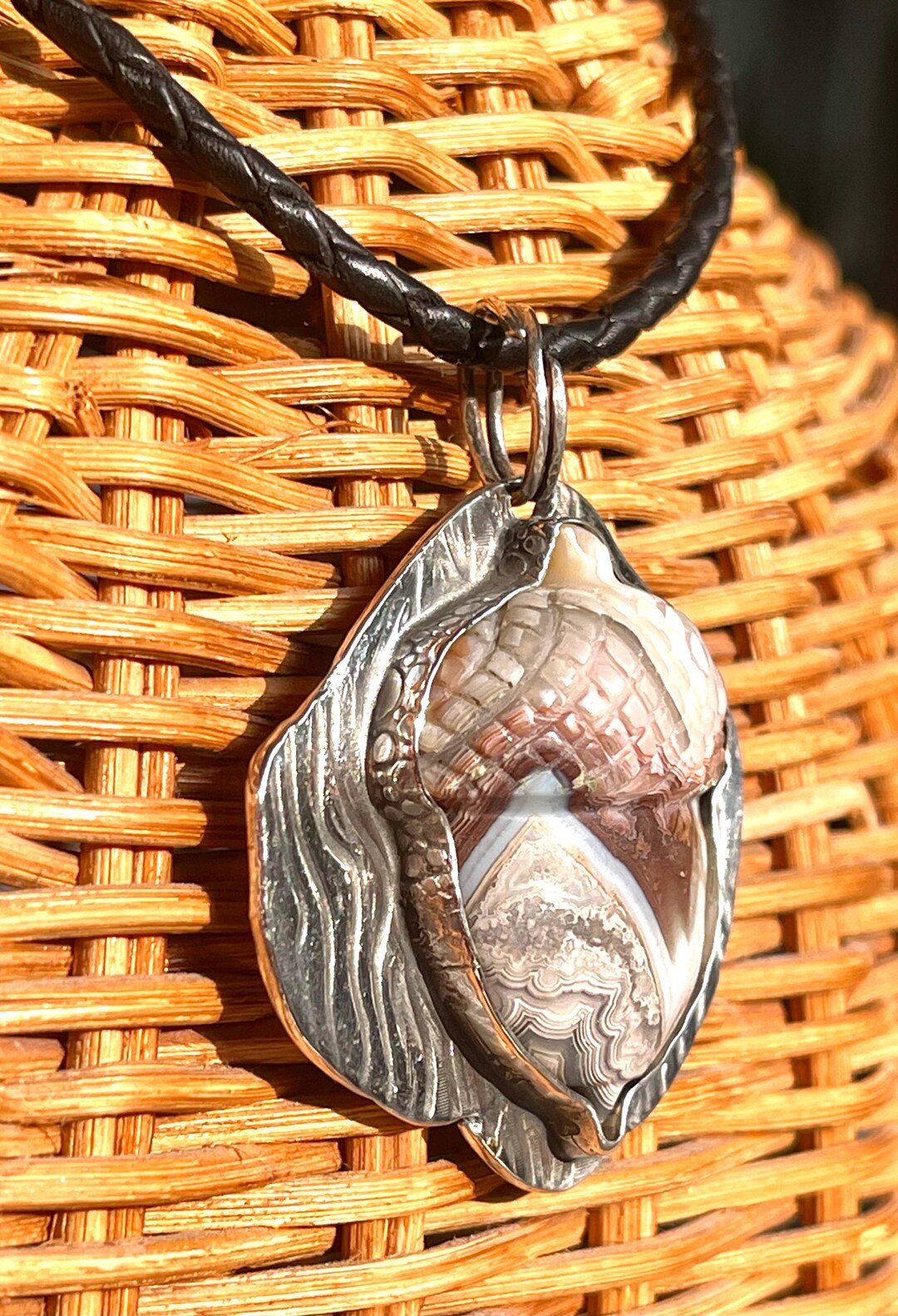 Crazy Lace Agate Hand Carved Acorn Pendant - Etsy