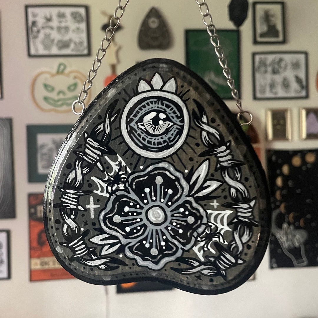 Ouija Board Planchette Mini Silver Spider Floral Edition Decor With ...