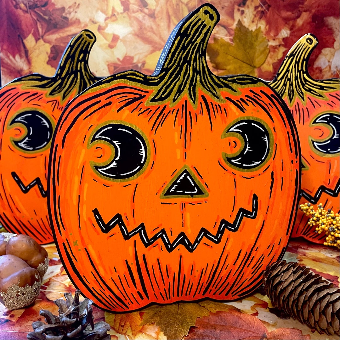 Sweet Wooden Jack-o-lantern // Pumpkin Wall Decor // Fall Decorations ...