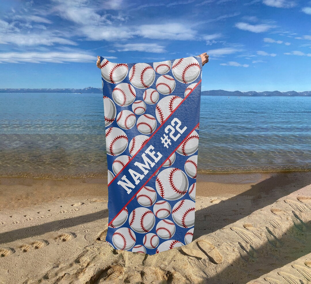 Baseball Stripe Towel - Custom Beach/bath Towels - Two Sizes - Senior ...