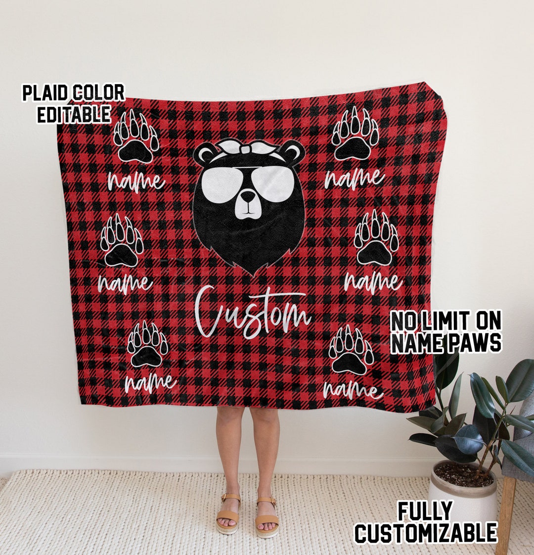 Buffalo Plaid Family Bear With Names Gift for Family Members - Etsy