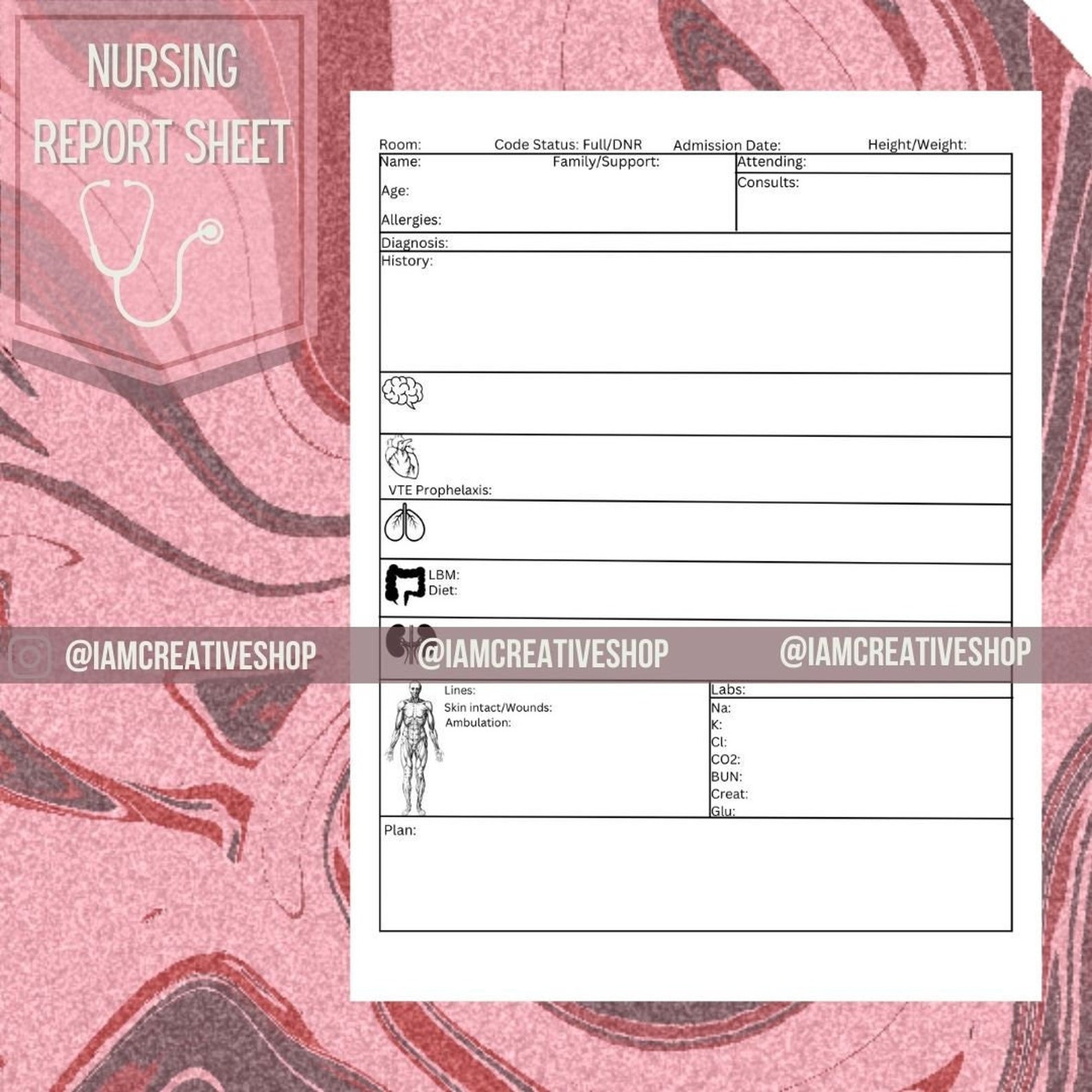 Nursing Report Sheet - Etsy