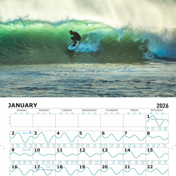 Calendar 2026 Surfing - Etsy
