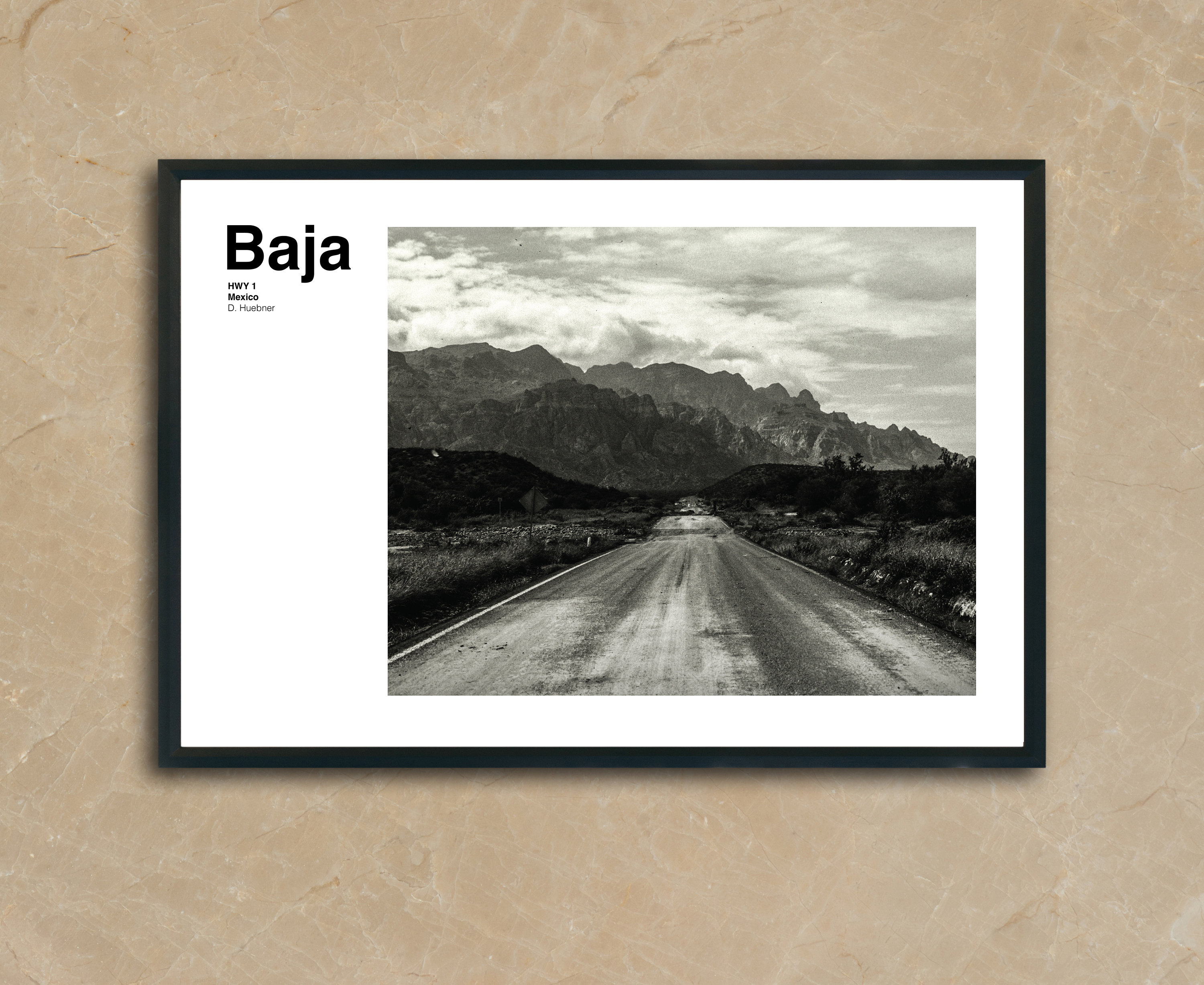 Baja, Mid Century Modern Style Poster, Black and White, Baja California ...