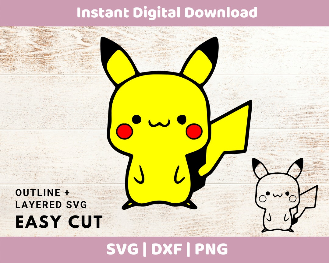 Cute Pikachu Layered SVG/DXF/PNG for Cricut, Cameo, Silhouette, Vinyl ...