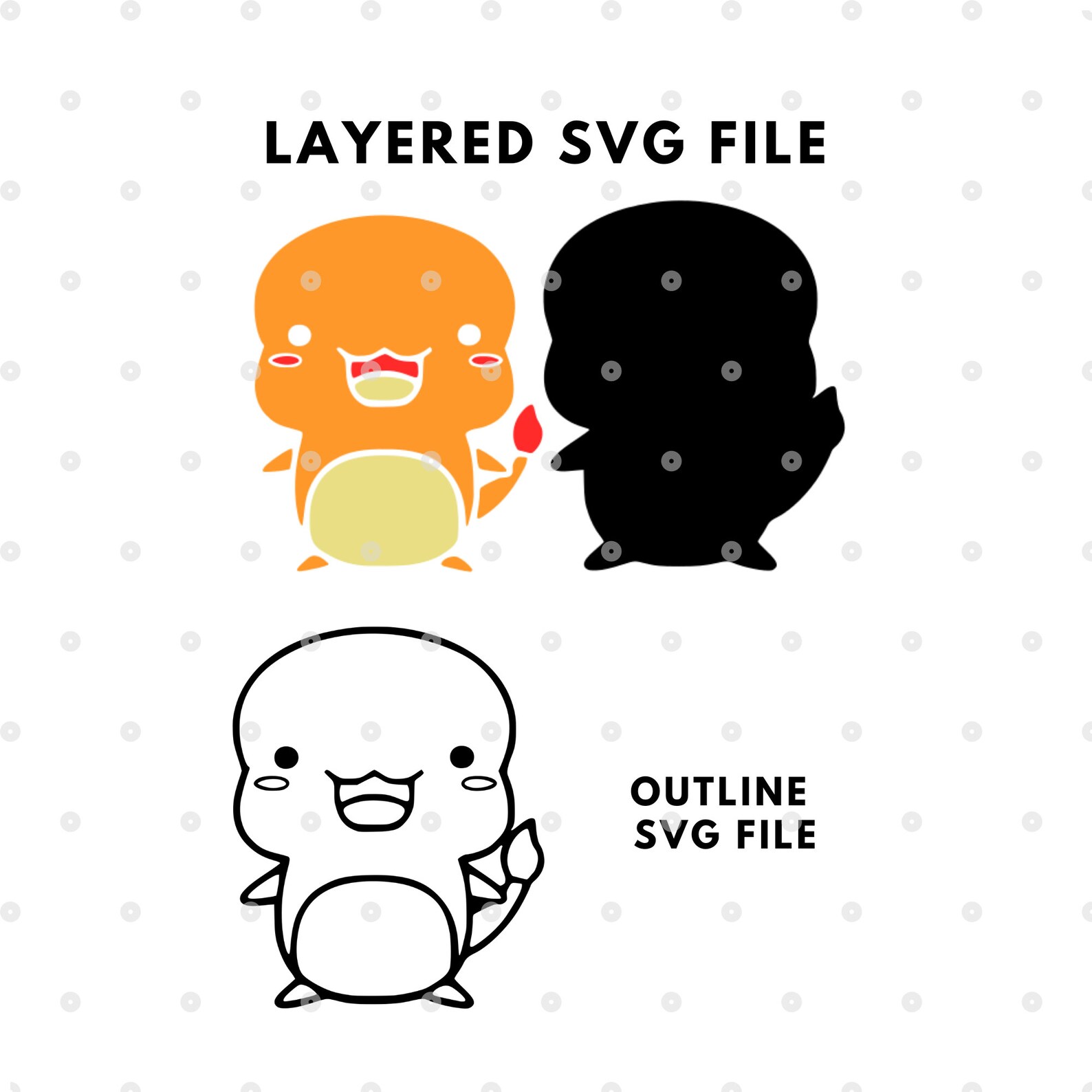 Lindo Charmander en capas SVG / DXF / PNG para cricut cameo - Etsy España