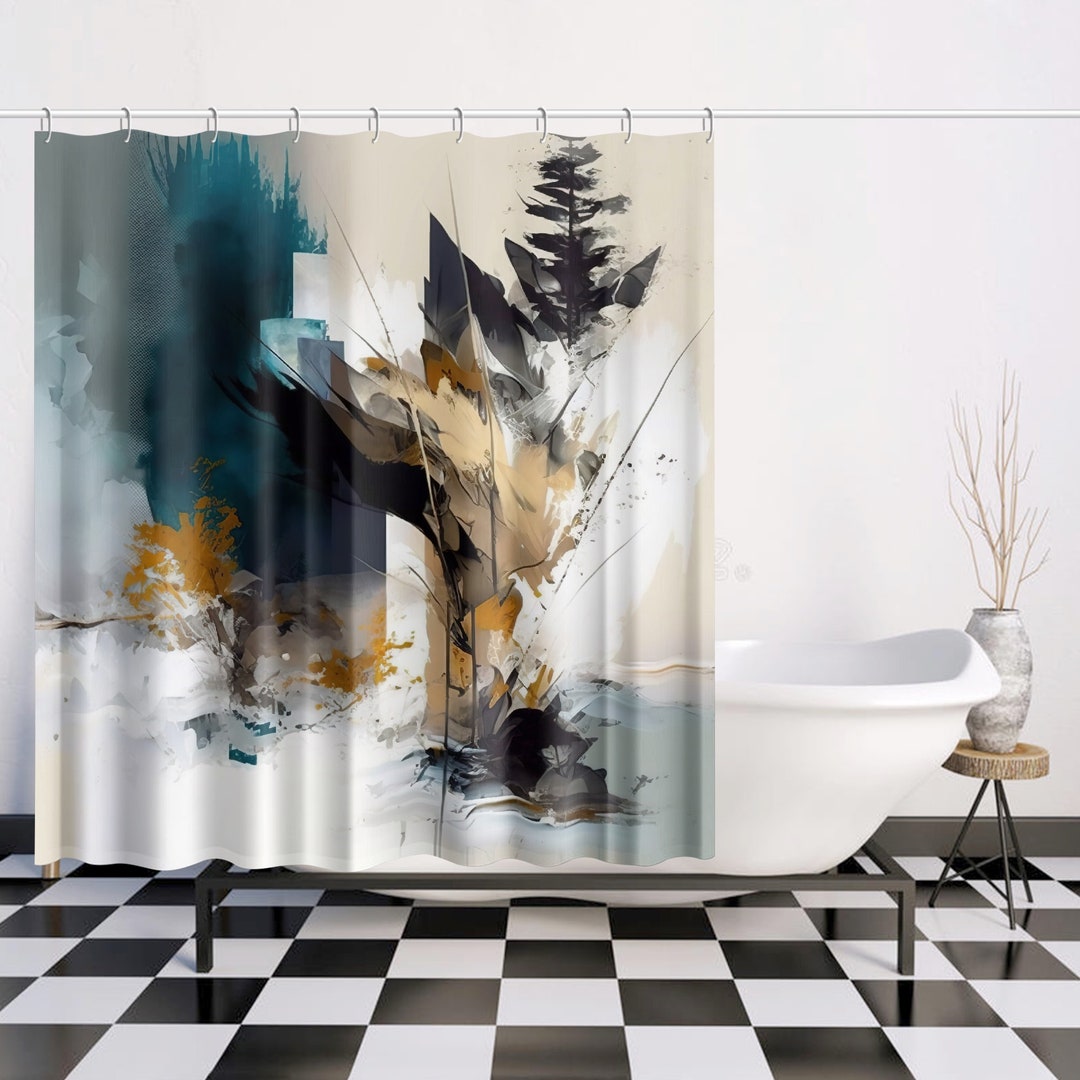 Modern Abstract Art Shower Curtain Unique Bathroom Decor - Etsy