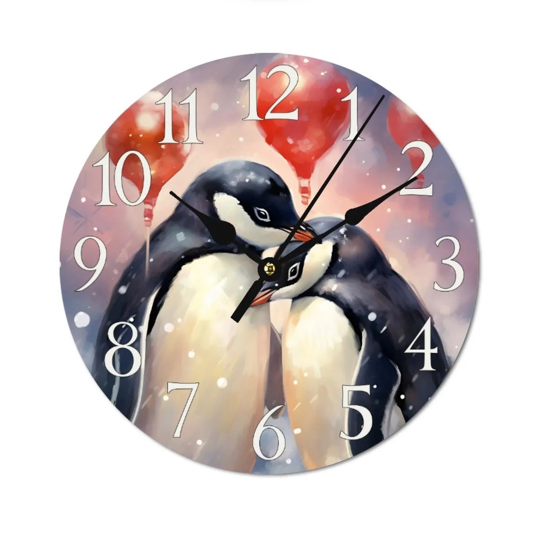 Adorable Wooden Penguin Wall Clock Wooden Clock With Penguin - Etsy