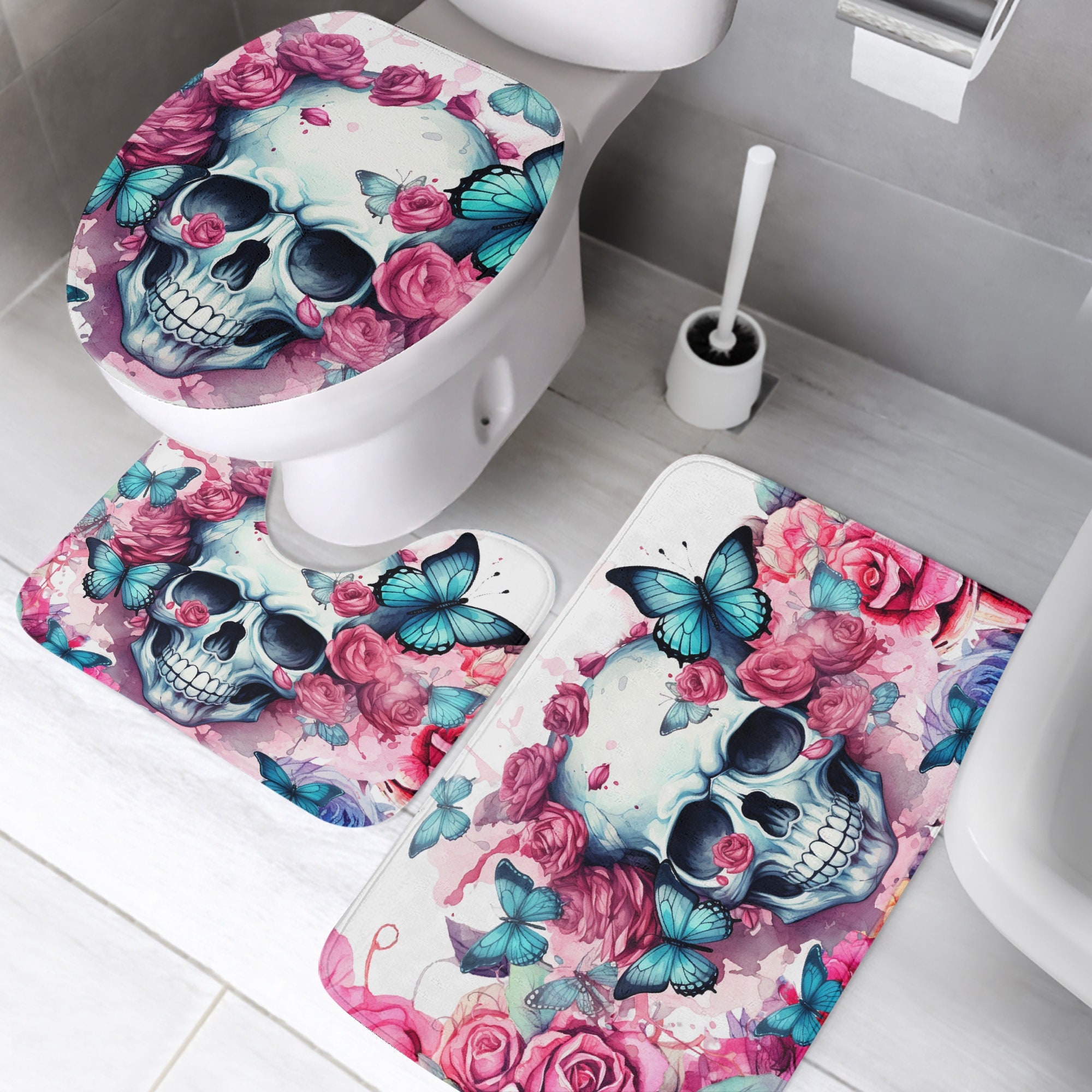 Skull Skeleton Bathroom Rug Set 3 Pieces for Bathroom Non-slip - Etsy
