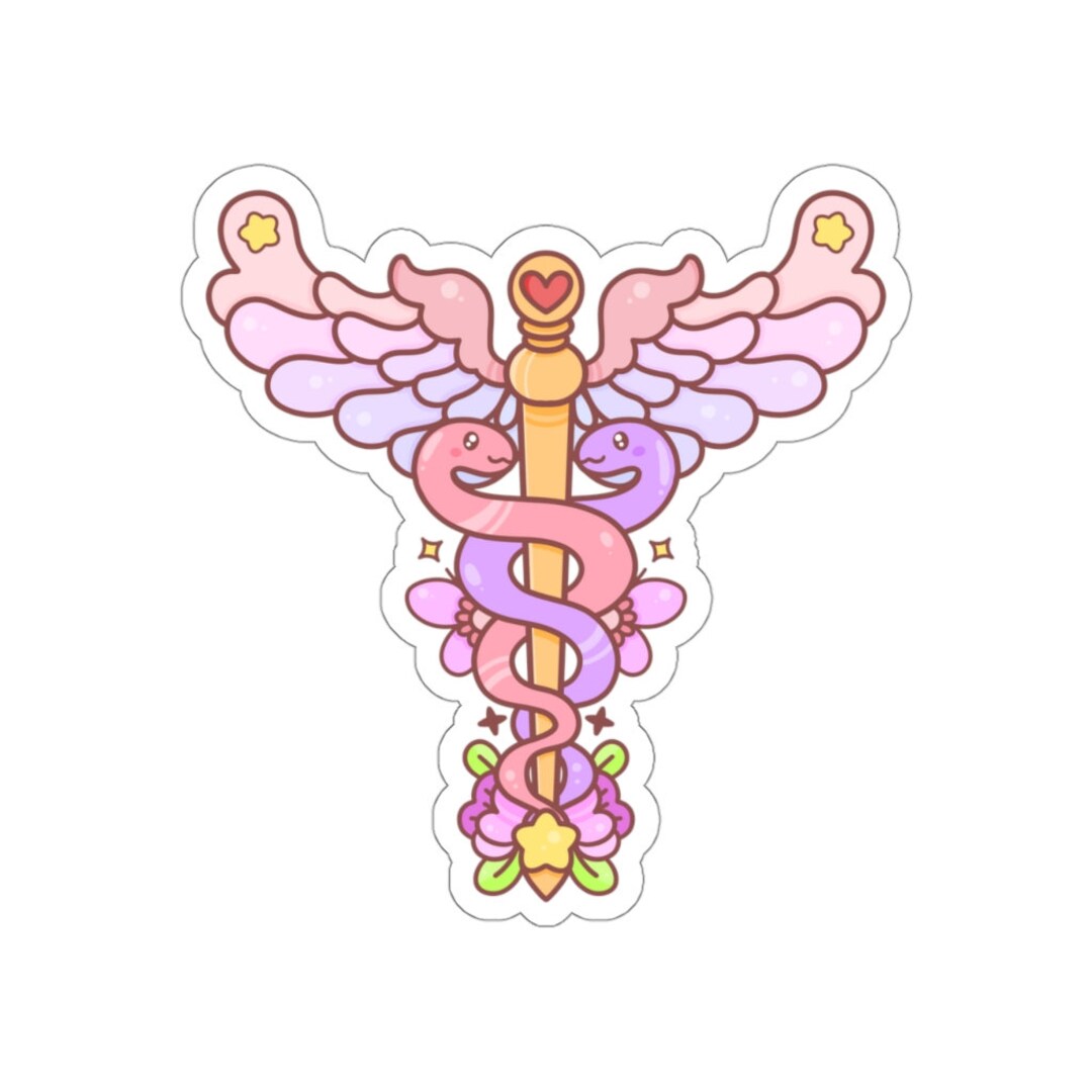 Kawaii Cute | Pastel Caduceus Die Cut Vinyl Sticker Decal | Jumbo Big ...
