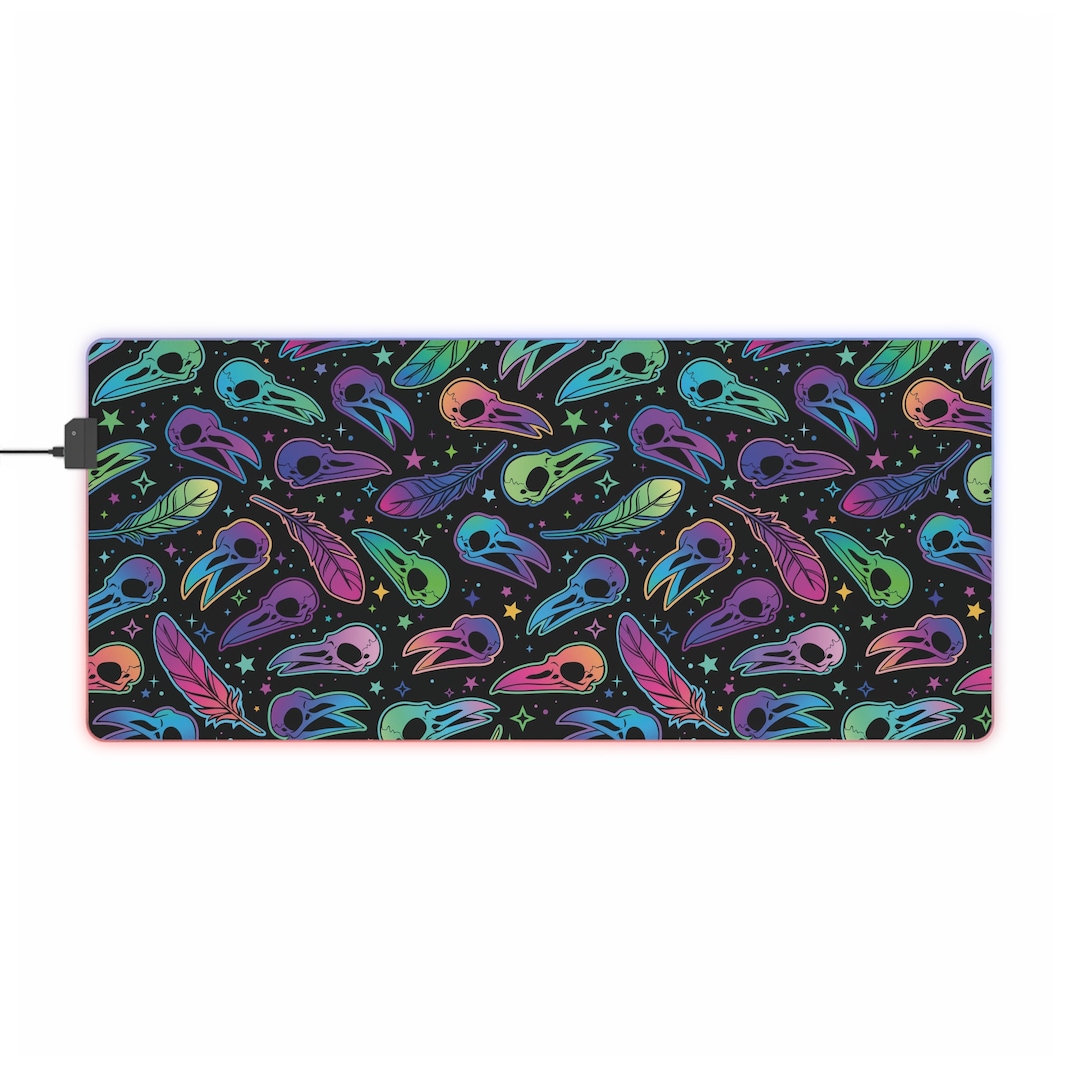Trippy Witchy Raven LED Gaming Mouse Pad XL Desk Mat Gothic - Etsy