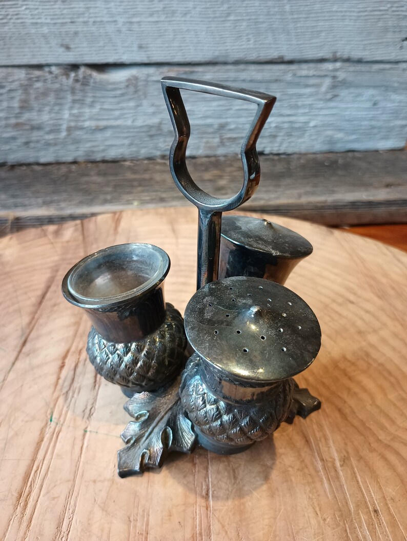 Scottish Thistle Cruet Set Salt and Pepper Toothpick Holder Table Ware ...