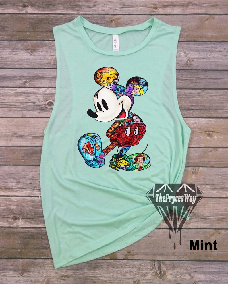 Art Disney Characters Mickey Mouse Muscle Tankretro Mickey | Etsy