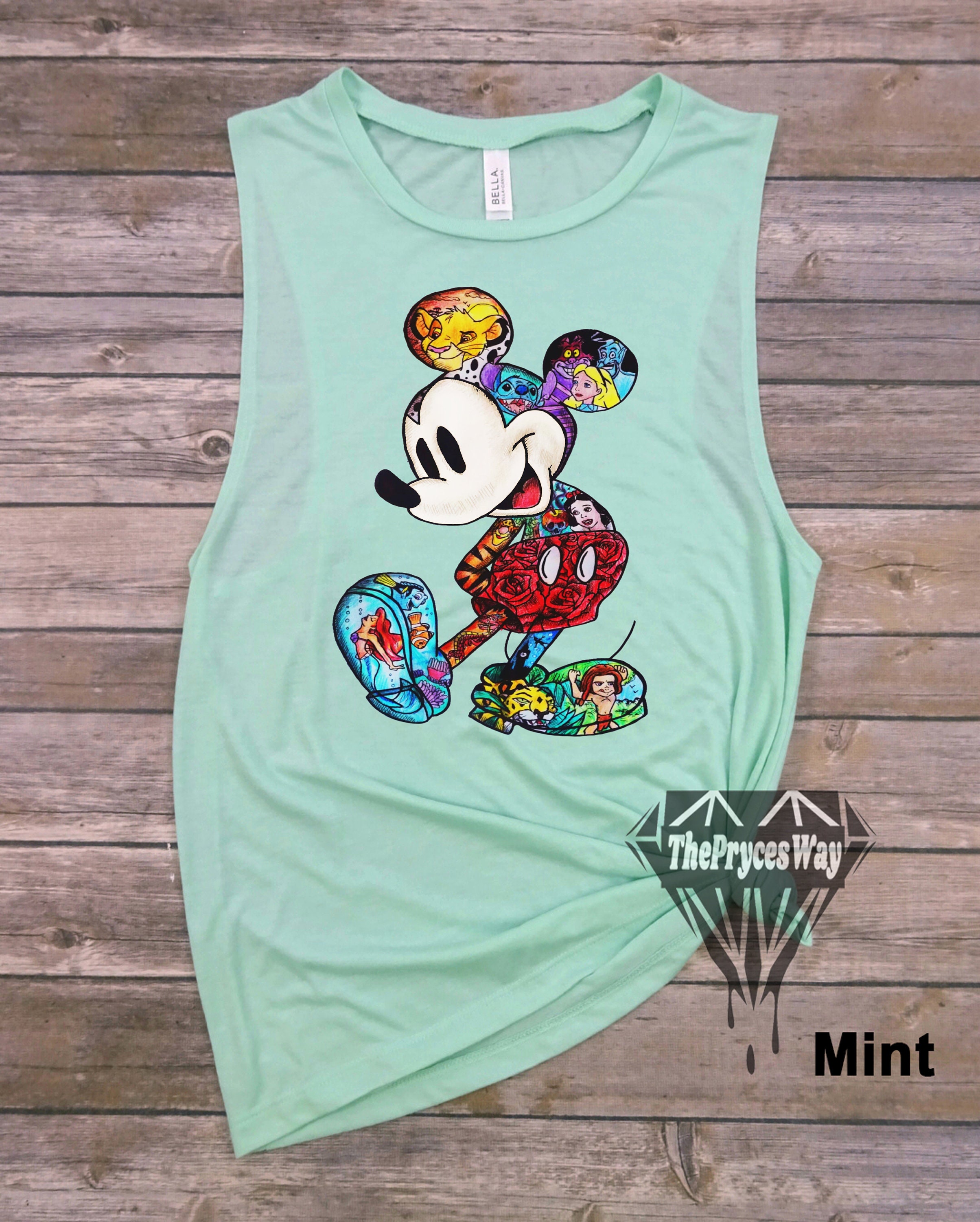 Art Disney Characters Mickey Mouse Muscle Tankretro Mickey | Etsy