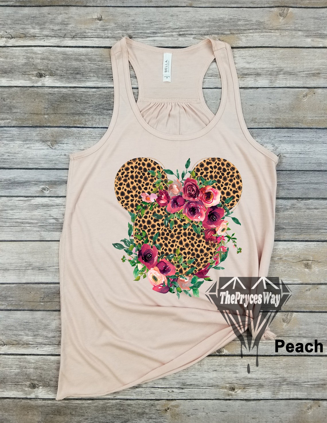 Floral Leopard Minnie Mouse Racerback Tank,animal Kingdom Tank,minnie ...