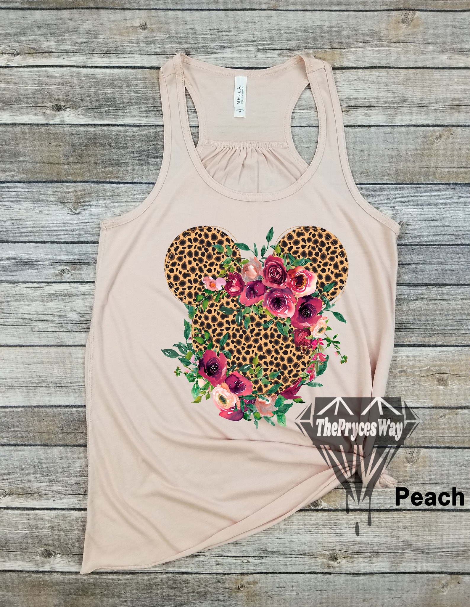 Floral Leopard Minnie Mouse Racerback Tank,animal Kingdom Tank,minnie ...