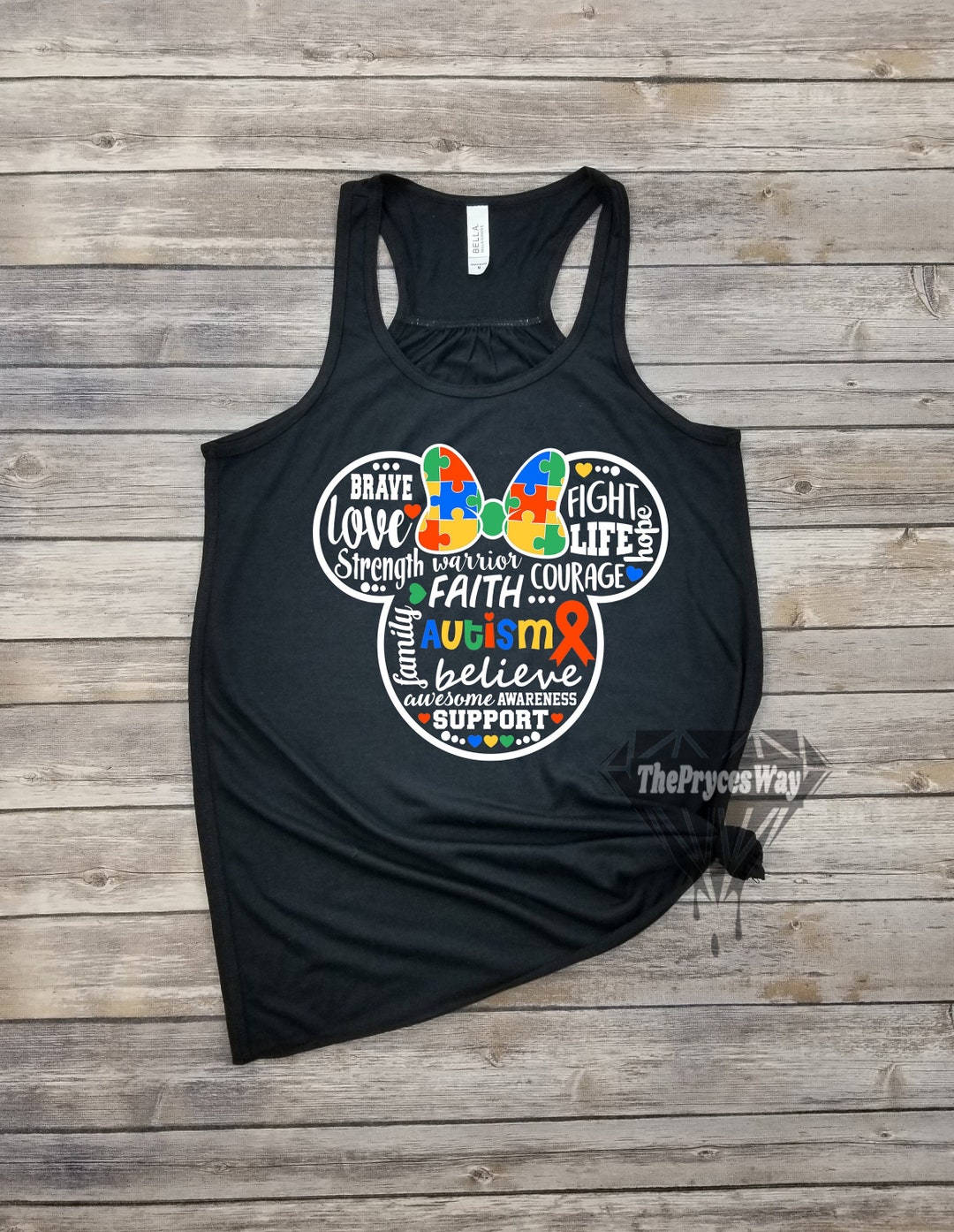 Autism Minnie Mouse Racerback Tank,autism Disney Tank,autism Awareness ...