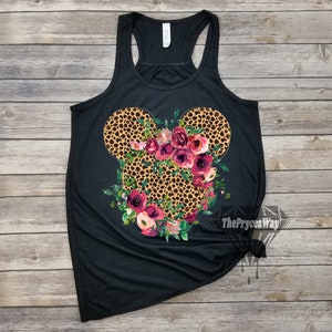 Floral Leopard Minnie Mouse Racerback Tank,animal Kingdom Tank,minnie ...