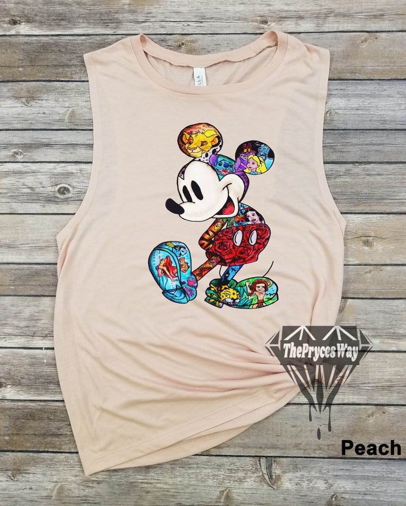 Art Disney Characters Mickey Mouse Muscle Tankretro Mickey | Etsy