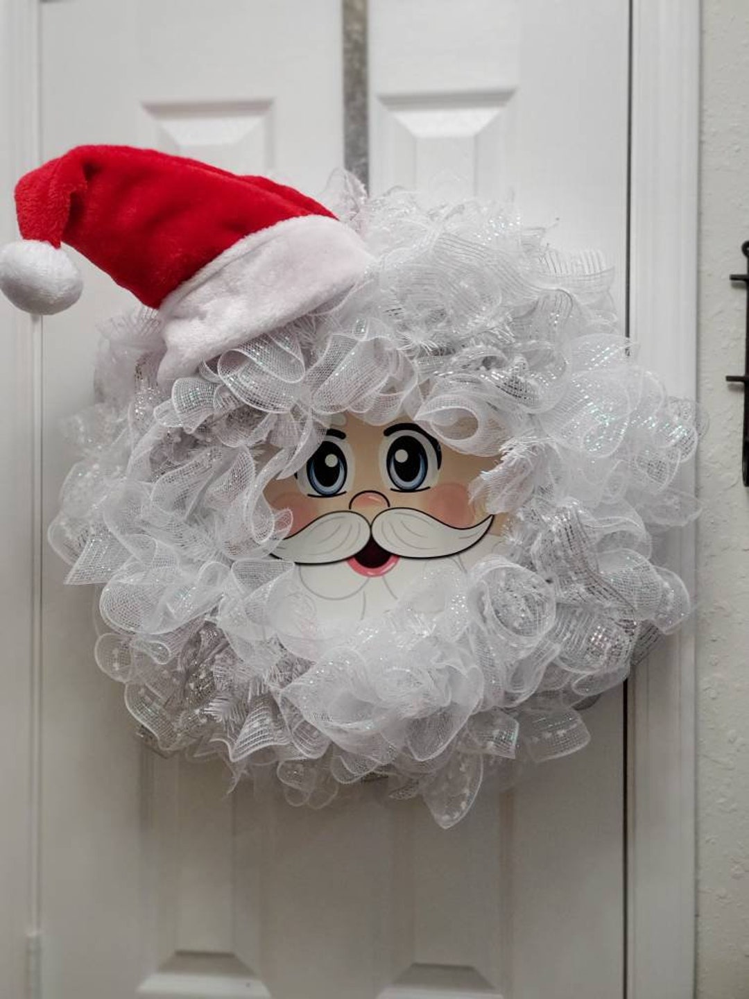 Santa Wreath, Santa Face Wreath, Christmas Wreath, Santa Hat and Face ...