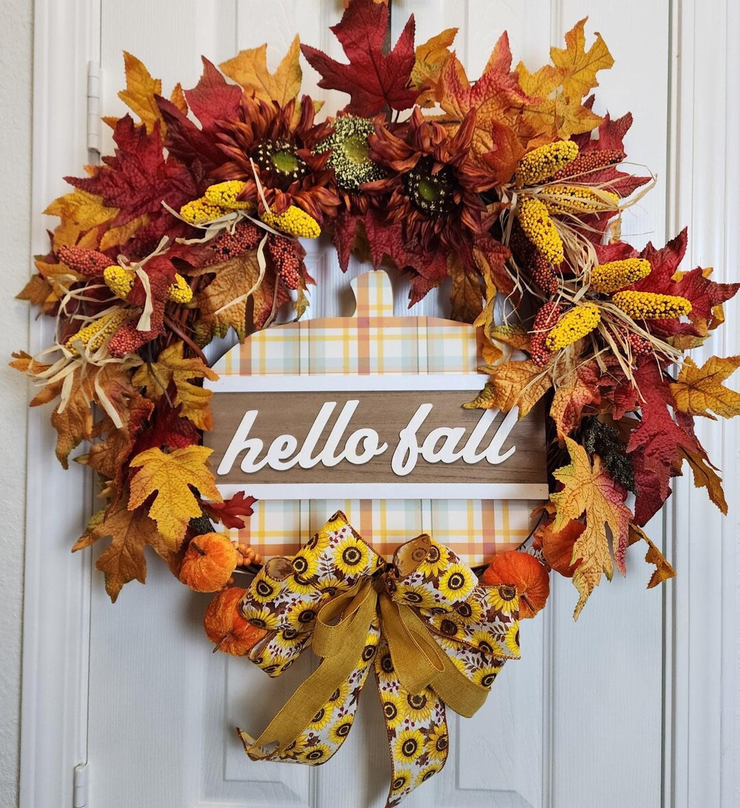 Hello Fall Wreath, Fall Wreath, Fall Wreath With Sign, Fall Wreath With ...