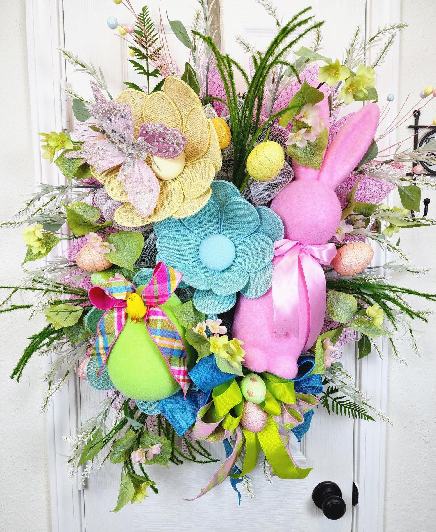 Flocked Easter Bunny Wreath, Easter Bunny Wreath, Easter Design, Easter Decor, Easter, Easter ...