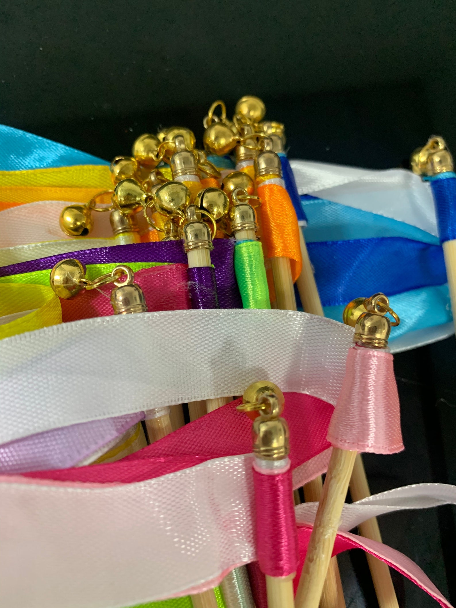 12 Ribbon Wands Streamers With Bells Wedding Party Favor Silk Fairy ...