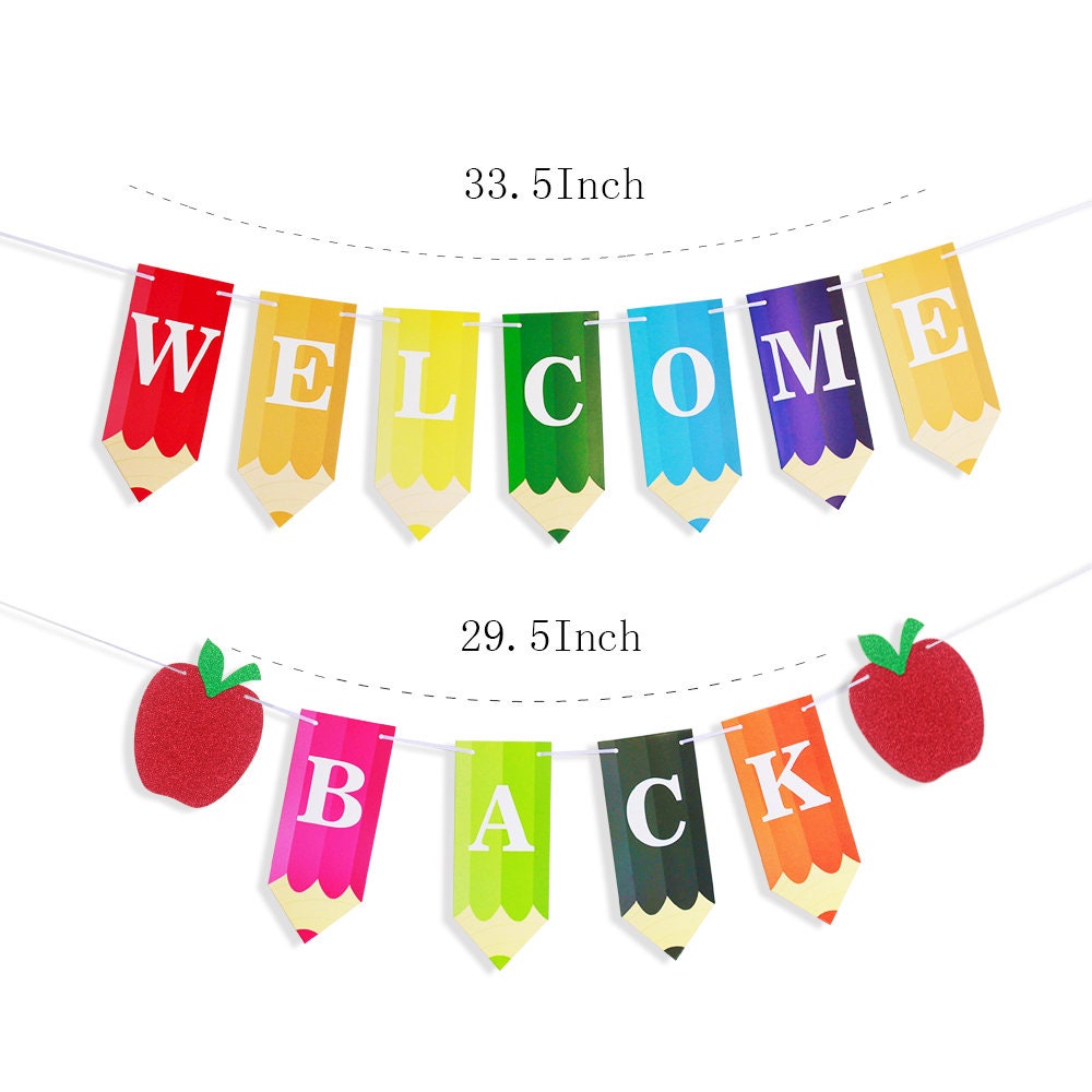 Welcome Back Banner Bulletin Board Pencil Stationery Banner - Etsy