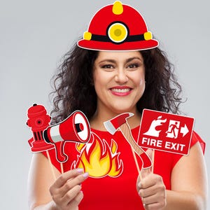 28pcs Firefighters Photo Booth Props Fireman Birthday Party Decorations ...