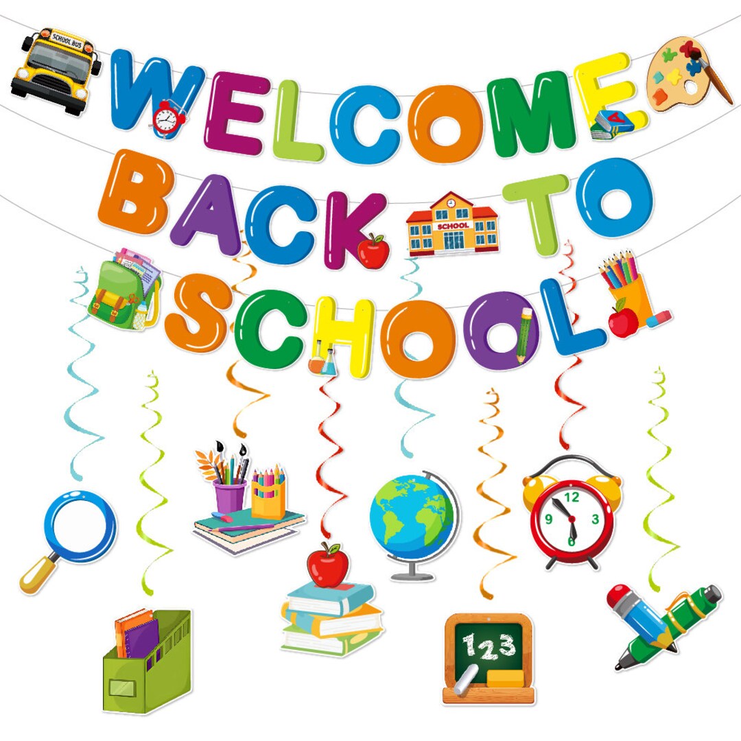 Colorful Back to School Decorations Welcome Back Back to School Banner ...