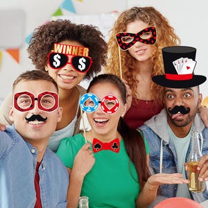 29pcs Casino Photo Booth Props Las Vegas Theme Selfie Props With Sticks ...