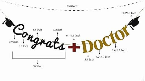 Gold Glitter Congrats Doctor Banner Signs,graduation Decorations for ...