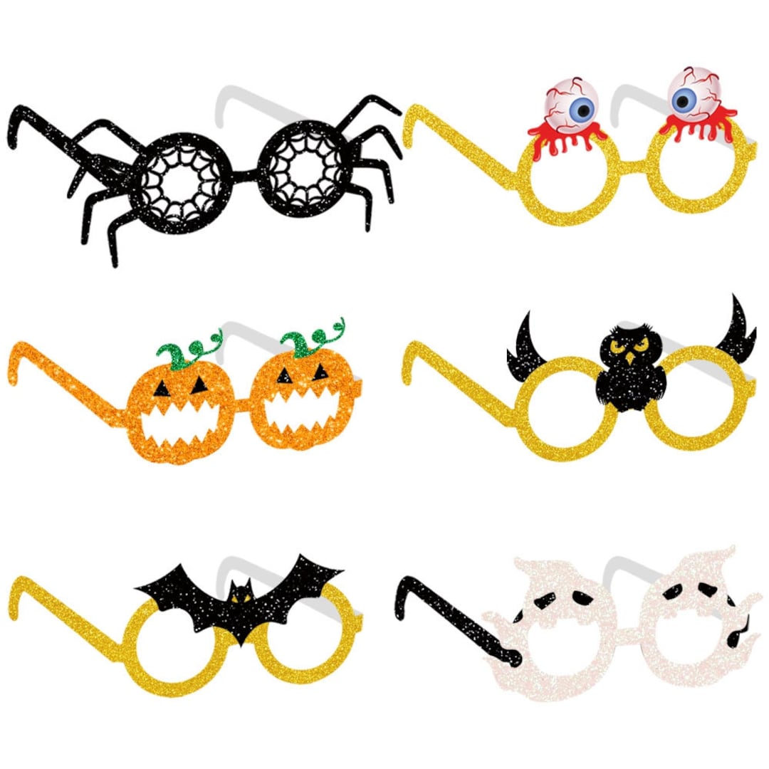12 Pcs Halloween Paper Eyeglasses Halloween Fancy Decorative Kids Party ...