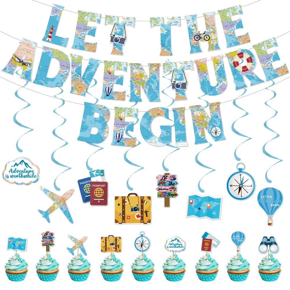 Universal Travel Theme Let the Adventure Begin Banner Set for Travel ...